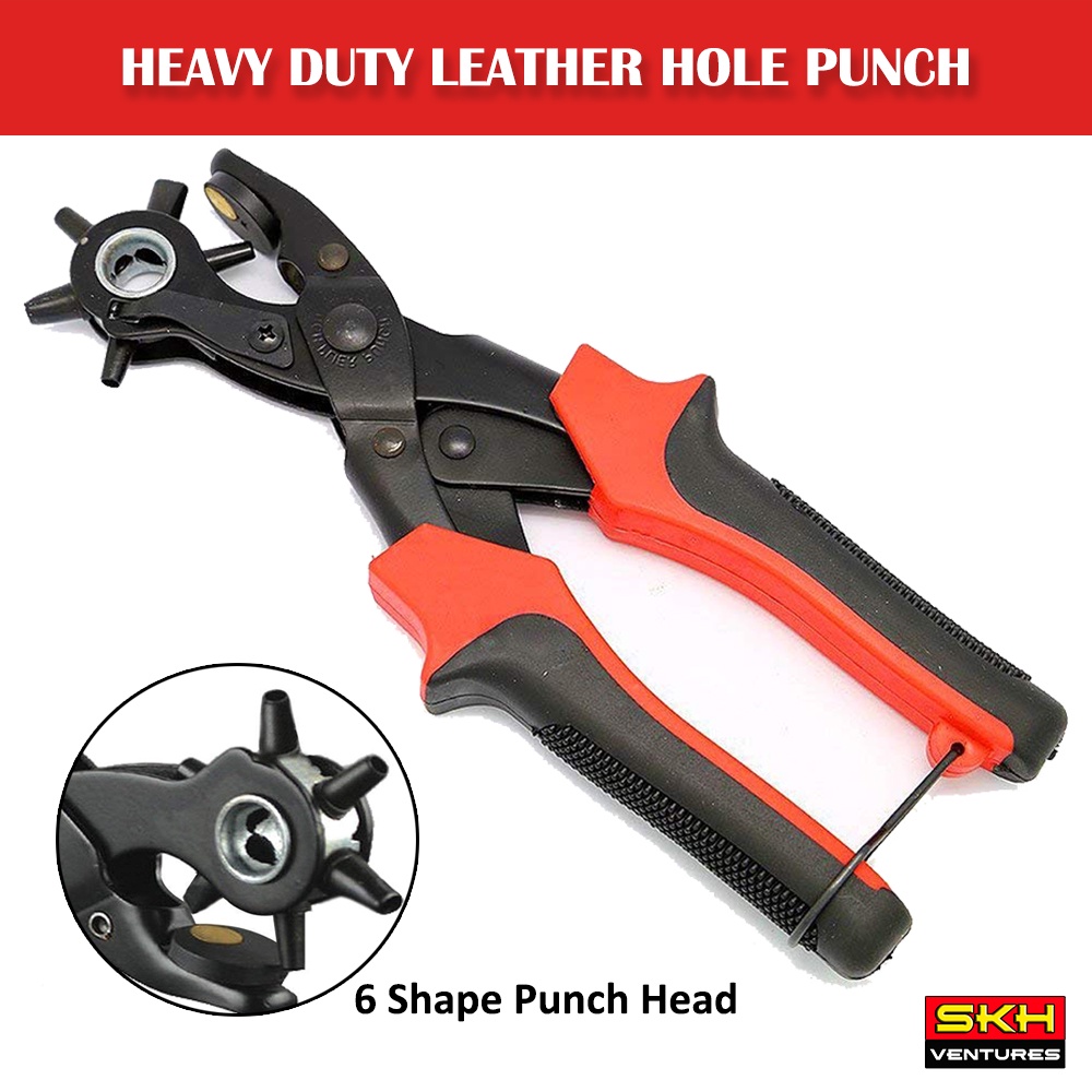 Heavy Duty Leather Hole Puncher - 6 Holes Sizes / 3 Shades (Round ...