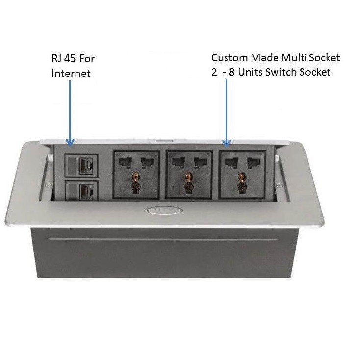 Table Top Recess Outlet With Flipper Cover - Power Socket With Internet ...