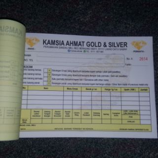 Buku Resit Emas Warna 1 biji boleh letak nama syarikat/EMAS/resit emas ...