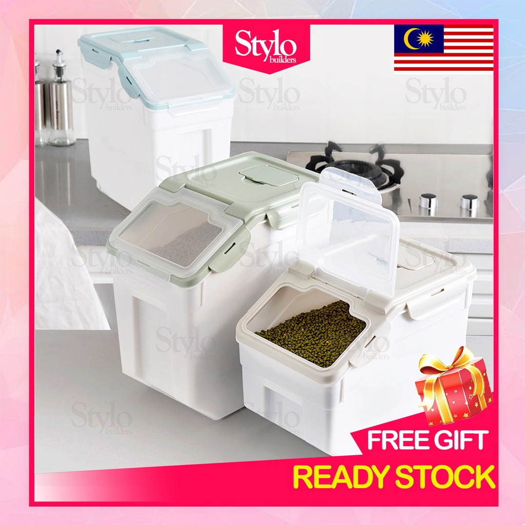 🇲🇾READY STOCK🔥 10/15/25kg Rice Storage Bucket Kitchen Dapur Storage ...