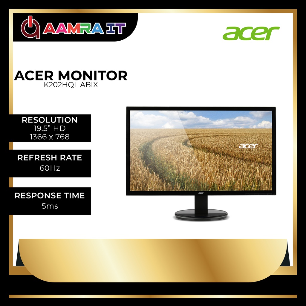 Acer 19.5 -inch monitor K202HQL Abix (1366 x 768) Black (HD, HDMI, VGA ...