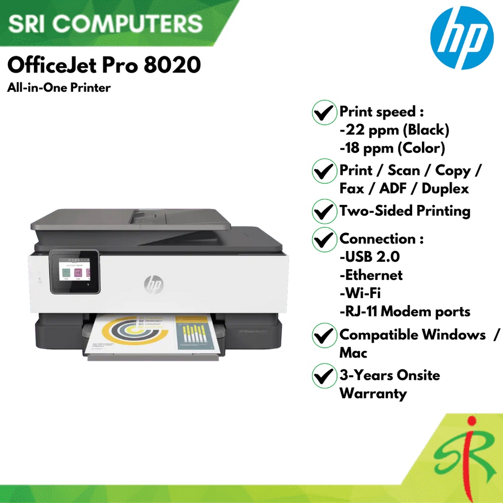 HP Officejet Pro 8020 All-in-One Printer (3-YEARS WARRANTY) | Shopee ...