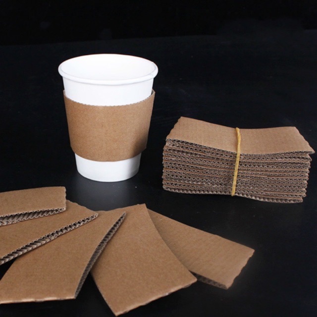 8oz-10oz Paper cup sleeves Coffee Cup Sleeves White Brown Disposable ...