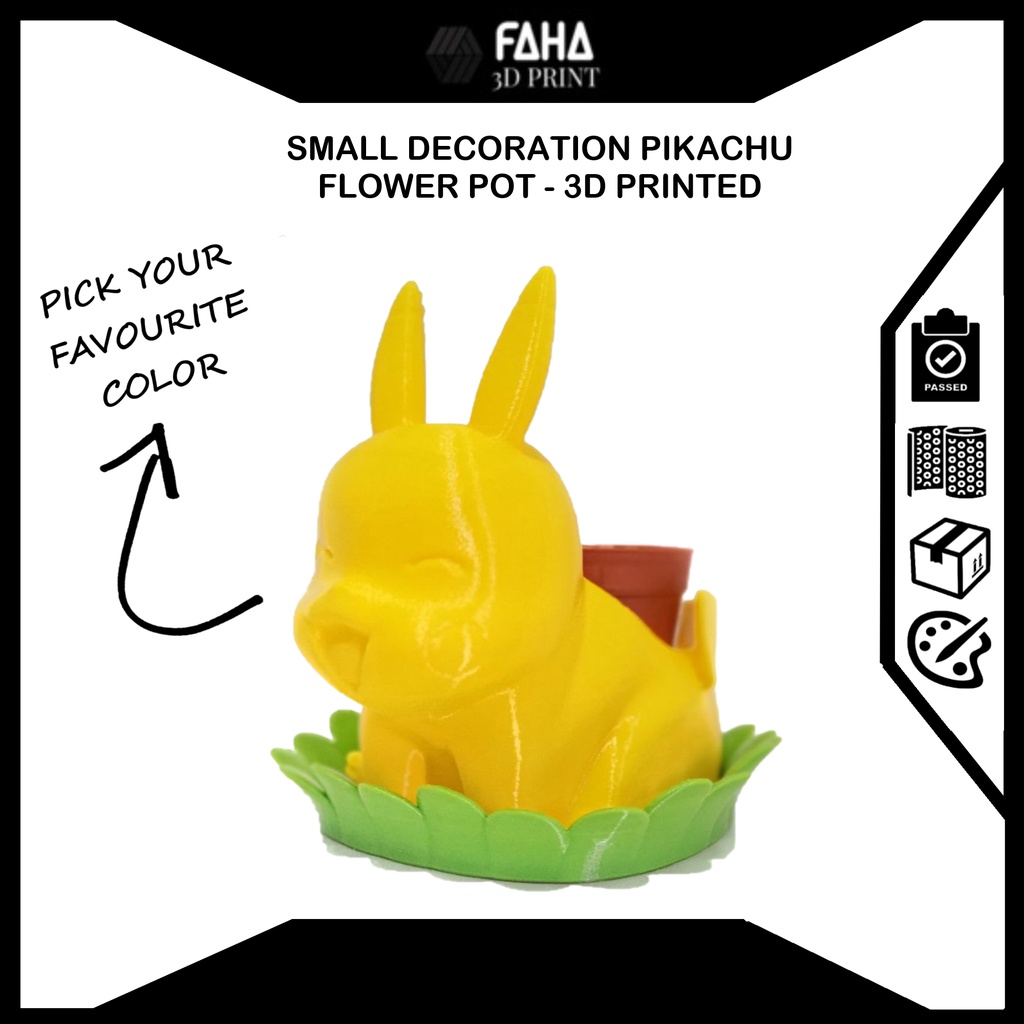 3D Printed Small Decoration Flower Pot Pikachu Pokemon Planter | Shopee ...