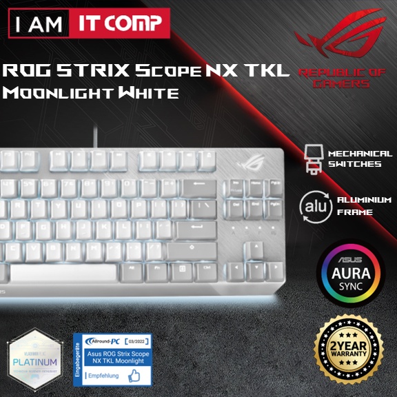 ASUS ROG Strix Scope NX TKL X806 Moonlight White Wired Mechanical RGB ...