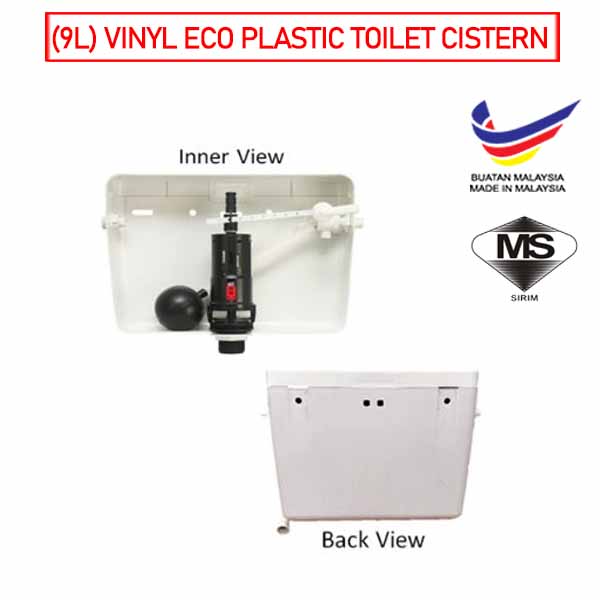 (BUATAN MALAYSIA) VINYL ECO PLASTIC TOILET (9L) WATER TANK TOILET ...