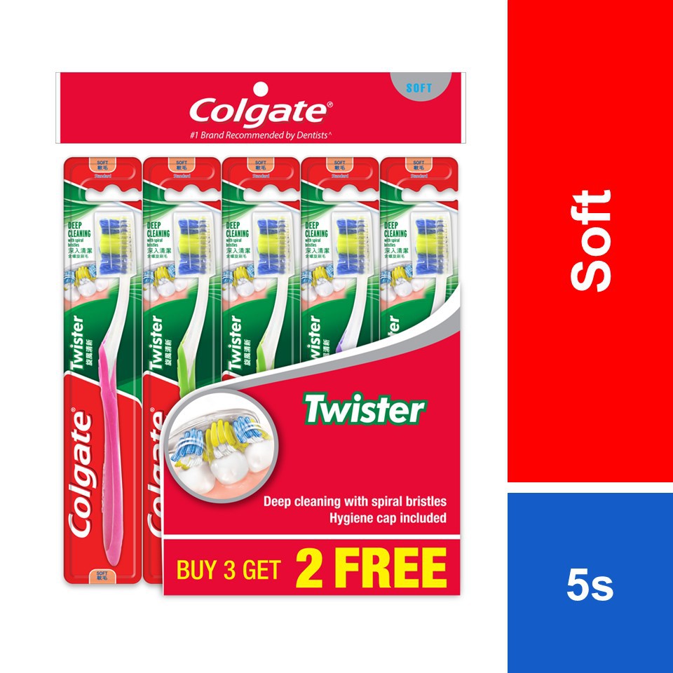 Colgate Twister Toothbrush Soft 5s [Valuepack] | Shopee Malaysia