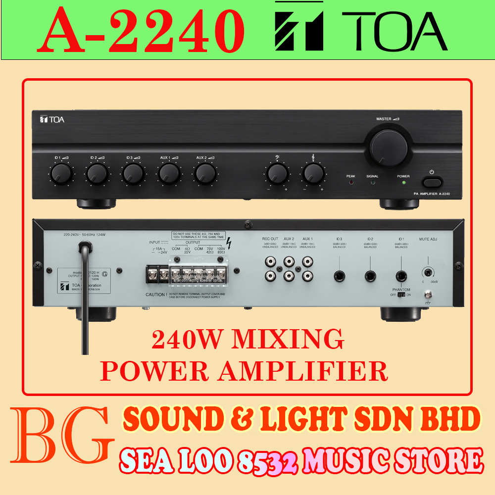 TOA A-2240H / A2240 240W MIXING POWER AMPLIFIER READY STOCK WITH 1 YEAR ...