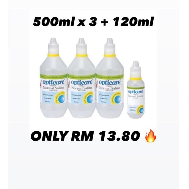 (Ready Stock) Opticare Sterile Normal Saline Solution (500ml / 3 x ...