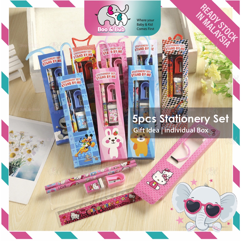 🔥5pc🔥Boo&Bub Pencil Stationery Set with Box | Gift Goodies Setfor ...