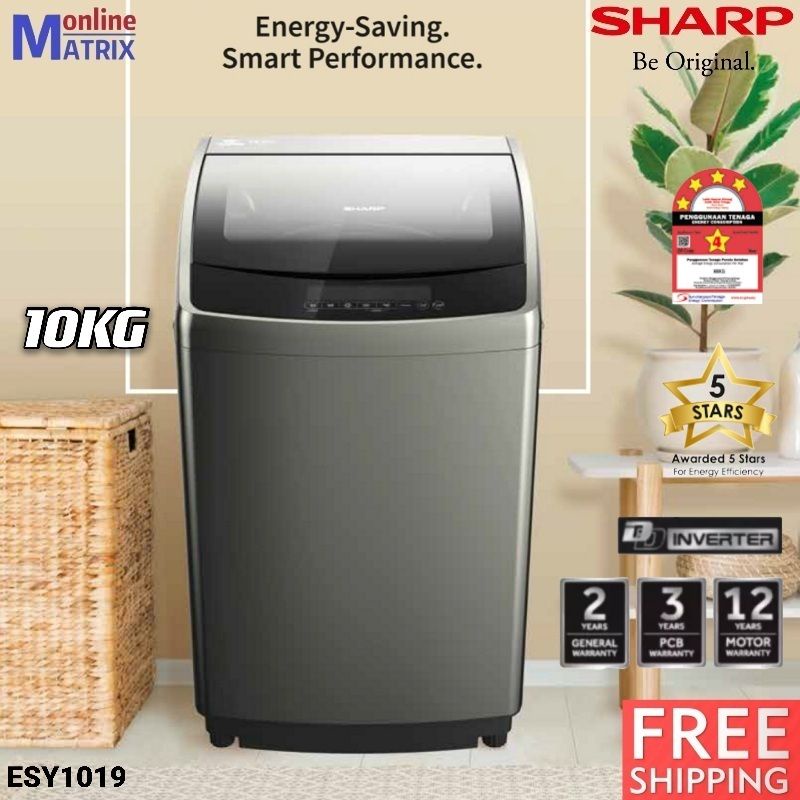 Sharp ESY1019 10kg Full Auto with DD Inverter Top Load Washing Machine ...