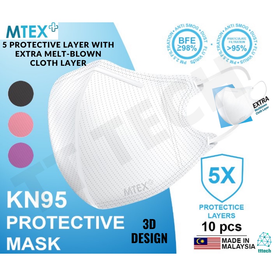 MTEX KN95 Protective Mask Disposable 5 LAYER (10 PCS / PACK) | Shopee ...
