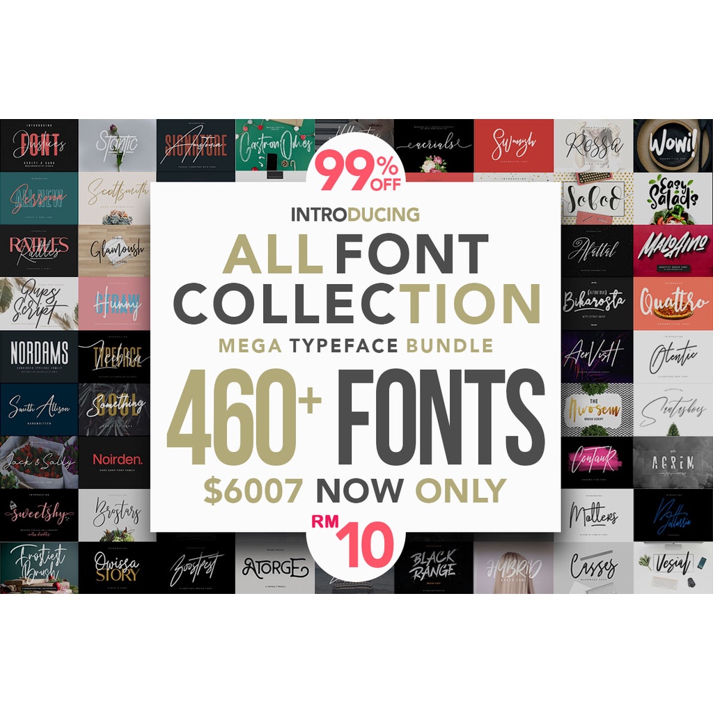 459 Premium Fonts Collection - Mega Typeface Bundle | Shopee Malaysia
