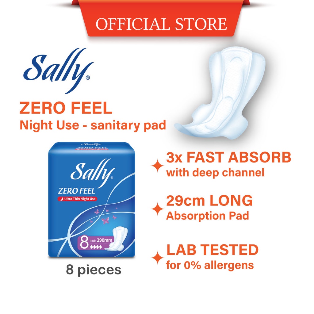 Sally | Sanitary Pad | Zero Feel - Night Use (29cm) | Shopee Malaysia