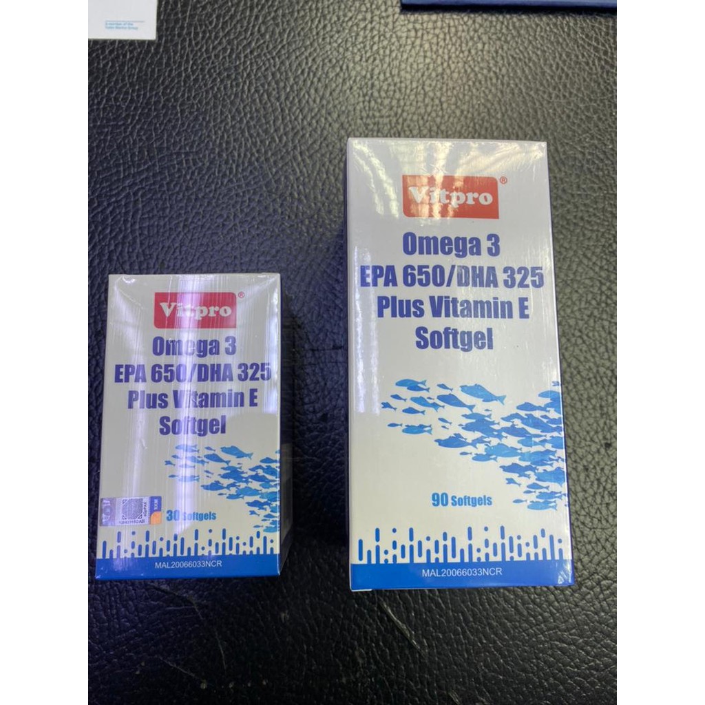 OMEGA 3 EPA 650/DHA 325 PLUS VITAMIN E SOFTGEL BRAND VITPRO (FISH OIL ...