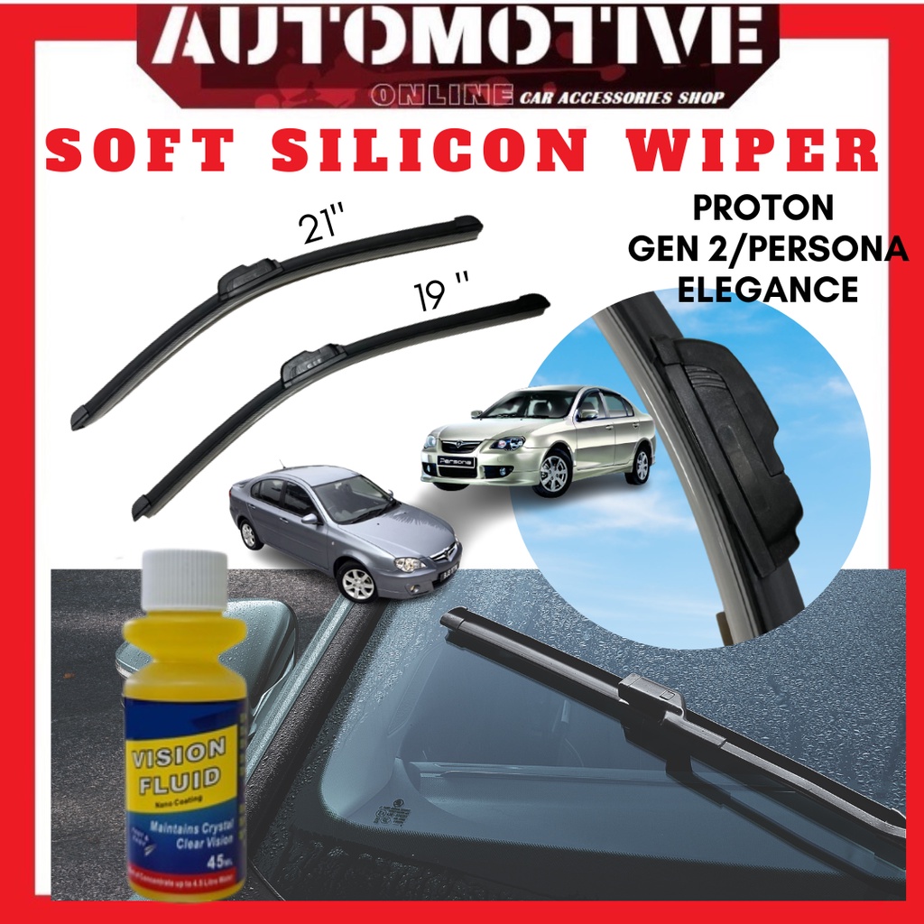 PROTON GEN2/PERSONA ELEGANT SOFT SILICONE WIPER HIGH QUALITY (21"+19 ...