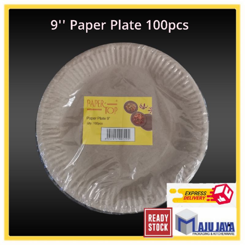 9'' Disposable Paper Plate 100pcs katering party catering kertas ...