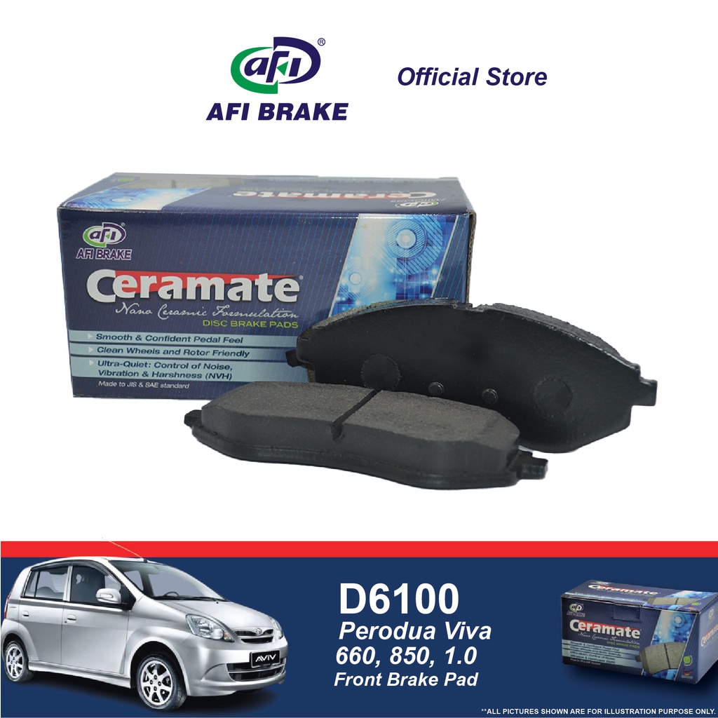 Ceramate Front Brake Pad - Perodua Viva 660, 850, 1.0 - D6100 (1set ...