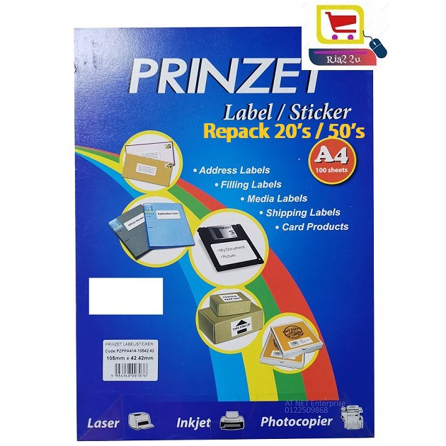 PRINZET 16 / 24 LABEL STICKER FOR LASER / INKJET / PHOTOCOPIER PRINTER ...