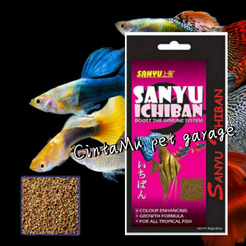 Sanyu ichiban micro pellet 80g tokyu 100g makanan ikan guppy neon tetra ...