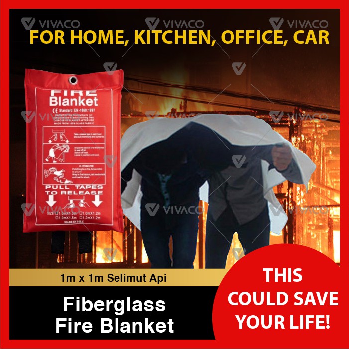Vivaco - Fiberglass Fire Blanket Fire Safety 1m x 1m / Selimut Api ...
