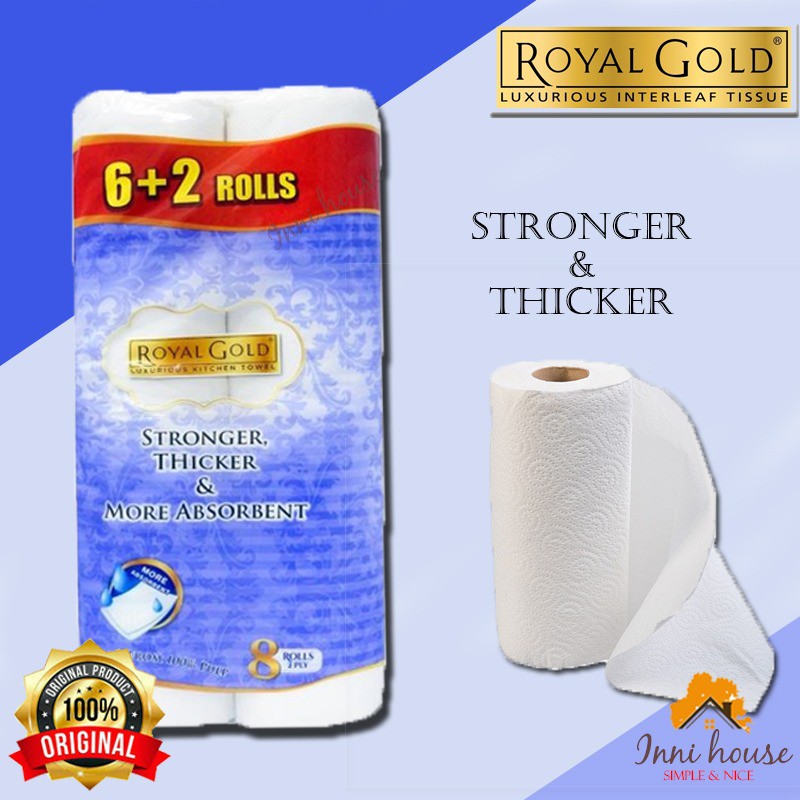Royal Gold Kitchen Towels Tissue Paper Oil Paper (6+2 Rolls) /Vinda ...
