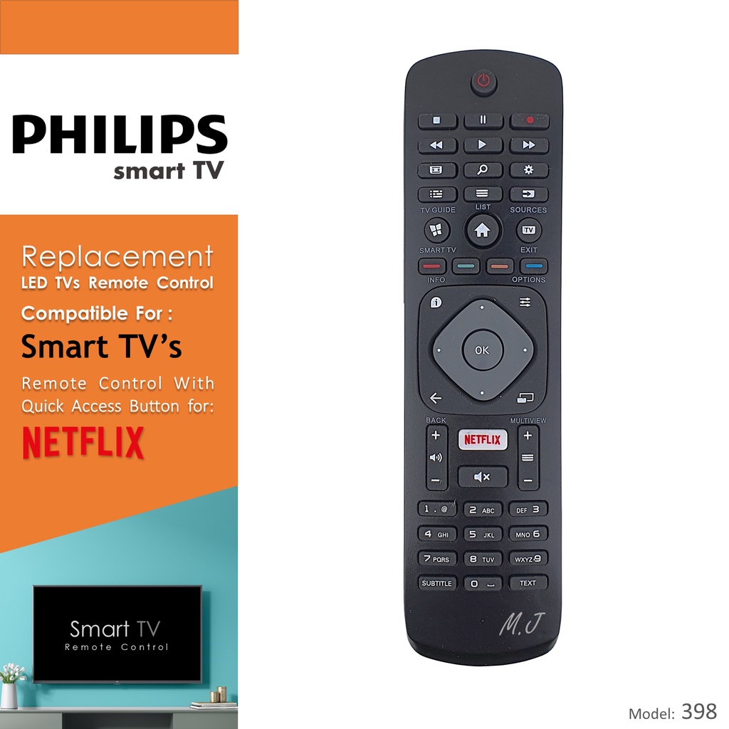 *PHILIPS* Replacement For Philips Smart LED TV Remote Control With Netflix Button *Ready Stock ...