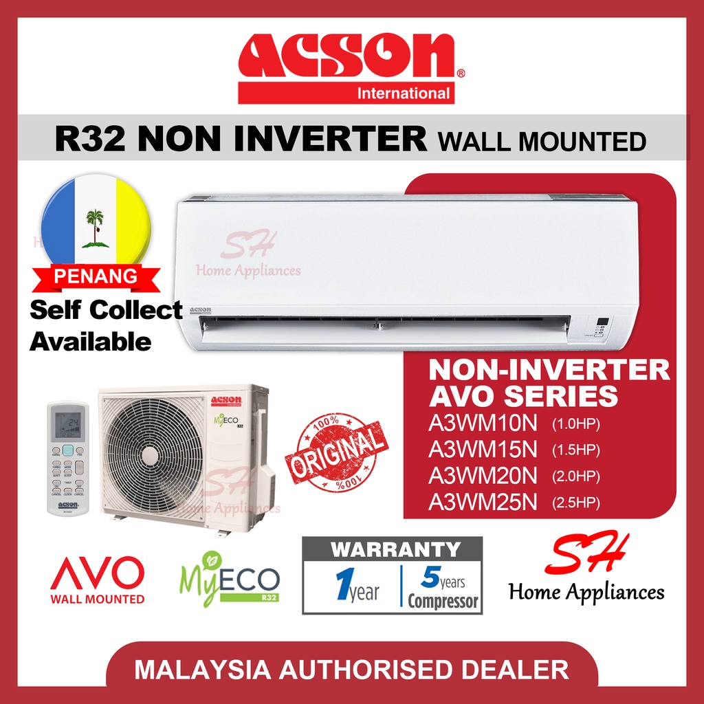 ACSON R32 Air-conditioner AVO Non-Inverter Aircond A3WM/A3LC 1.0HP 1.5HP 2.0HP 2.5HP | Shopee ...