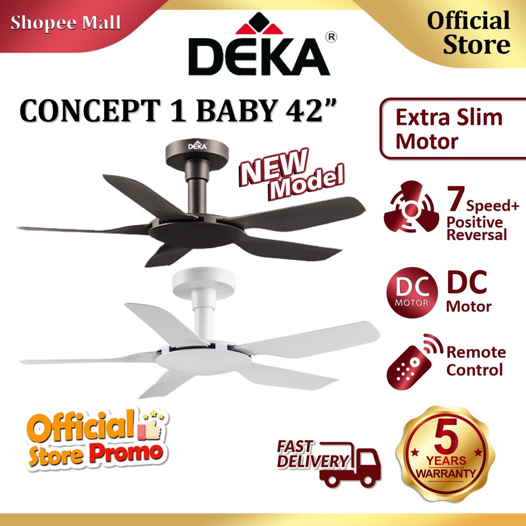 DEKA CONCEPT 1 BABY 42" 5 Blades DC Motor with 7 Speeds Control ...