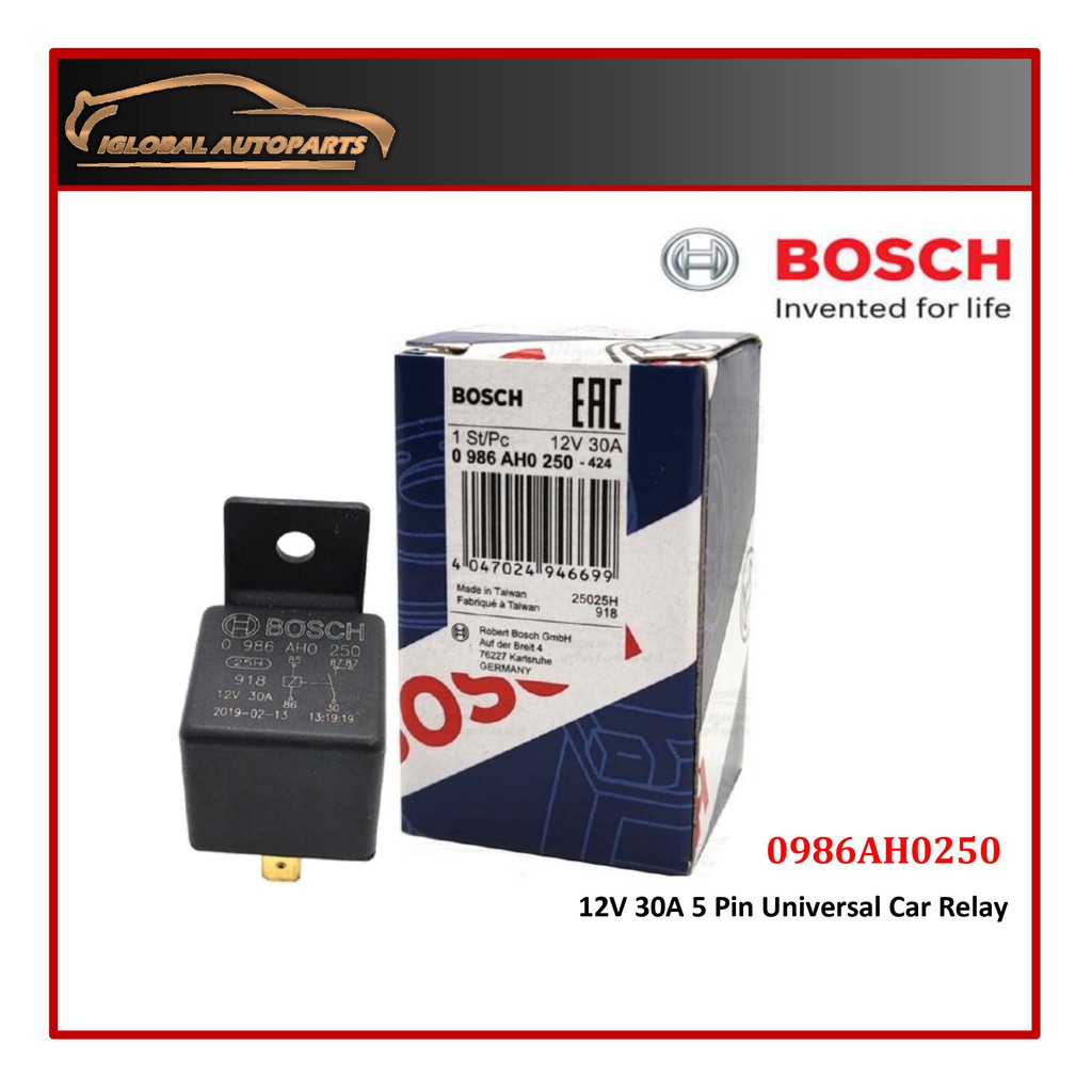Bosch Universal Automotive Car Relay 12V 30A 5 Pin BOSCH Relay ...