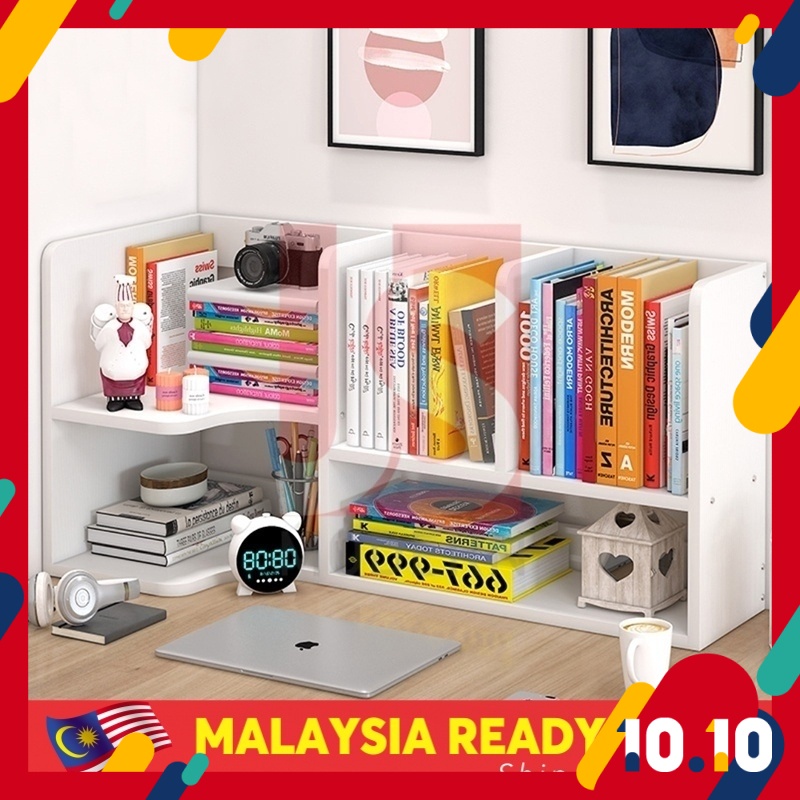 Multilayer desk organizer book shelf office tabletop storage drawer ...