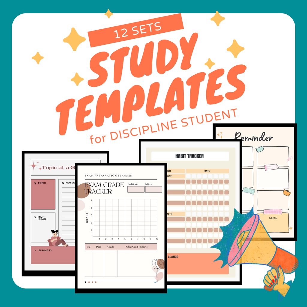 12 sets PRINTABLE Study Templates for Discipline Student | Planner ...