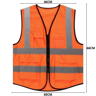 Reflective Safety Vest with Pocket Zip Vest Safety Jacket Unisex Baju ...