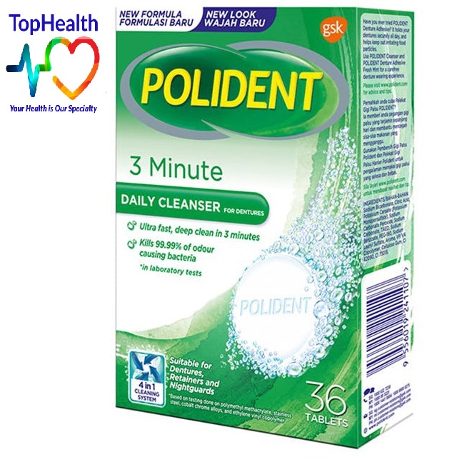 POLIDENT DENTURE CLEANSER (36 TABLETS) suitable for retainers ...