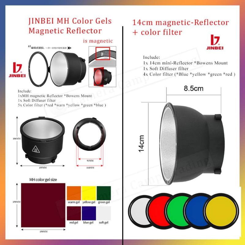 Jinbei 14cm magnetic Reflector & MH magnetic Reflector with 5pcs ...