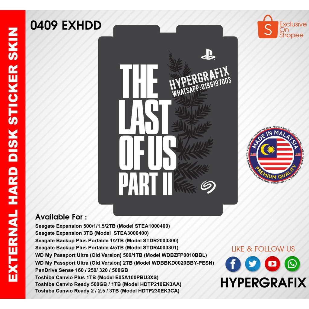 PS4 External HDD Sticker Skin (Seagate / WD / Pendrive / Toshiba Canvio ...