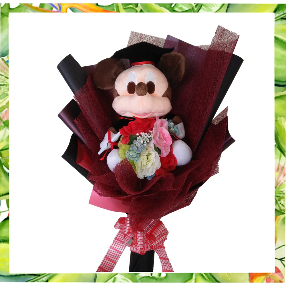 Mickey Mouse Flower Bouquet Convocation Graduation Konvokesyen Gift ...