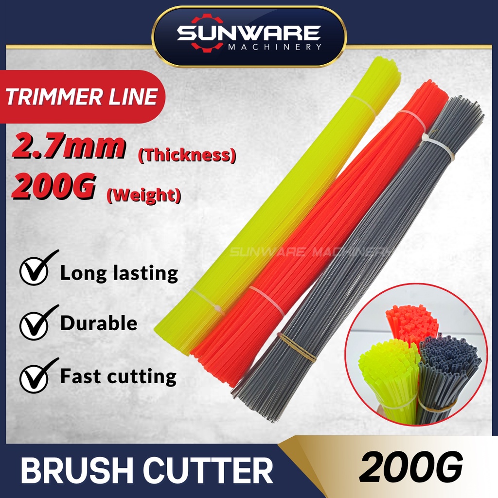 HEAVY DUTY - Tali Mesin Rumput 200G Nylon Grass Trimmer Line Brush Cutter (Red / Green / Grey ...