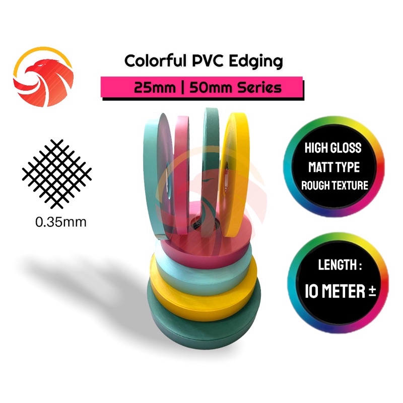 PVC Edging Colorful (25mm/50mm x 10Meter) High Gloss Type/Texture Type ...