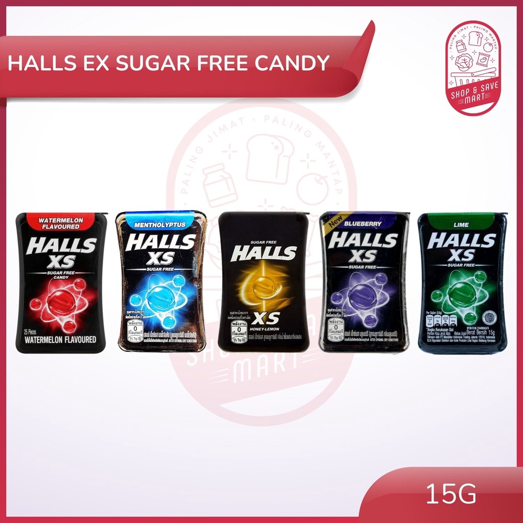 Halls xs Sugar Free Candy 23s - 15g (Flavor: Red Bull /Blueberry ...