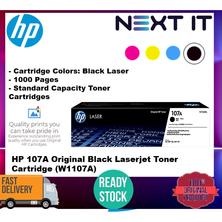 [READY STOCK] HP 107A W1107A BLACK ORIGINAL LASER TONER for 107A/107W ...