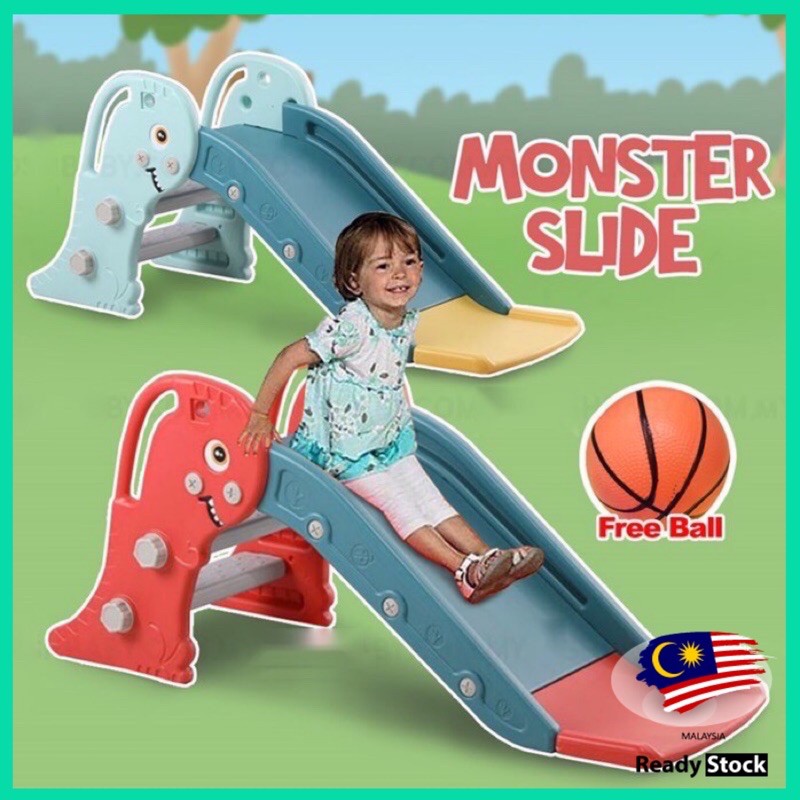 Slide Playground Cute Dino Design Playground Slider Monster Slide Gelongsor Budak Mainan Papan ...