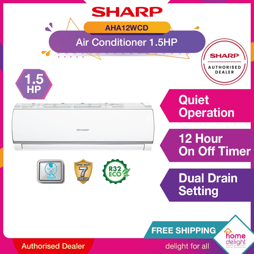[FREE SHIPPING] Sharp Air Conditioner Non-Inverter 1.5HP R32 [ AHA12WCD ] | Shopee Malaysia