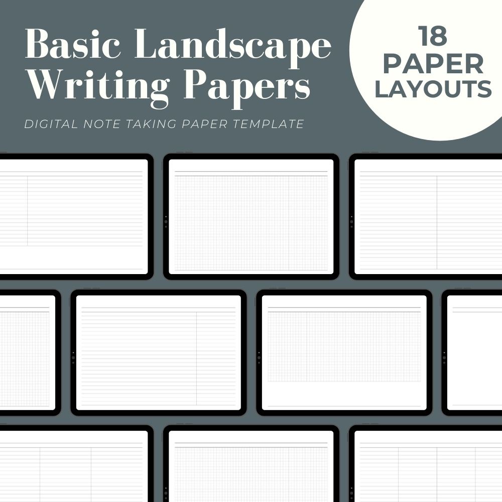 Basic Landscape Writing Papers Digital Notebook Printable Paper ...