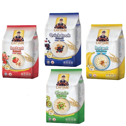 Captain Oats Oatmeal 1.1kg/800g (Instant/Quick/Rolled/Sachets) | Shopee ...