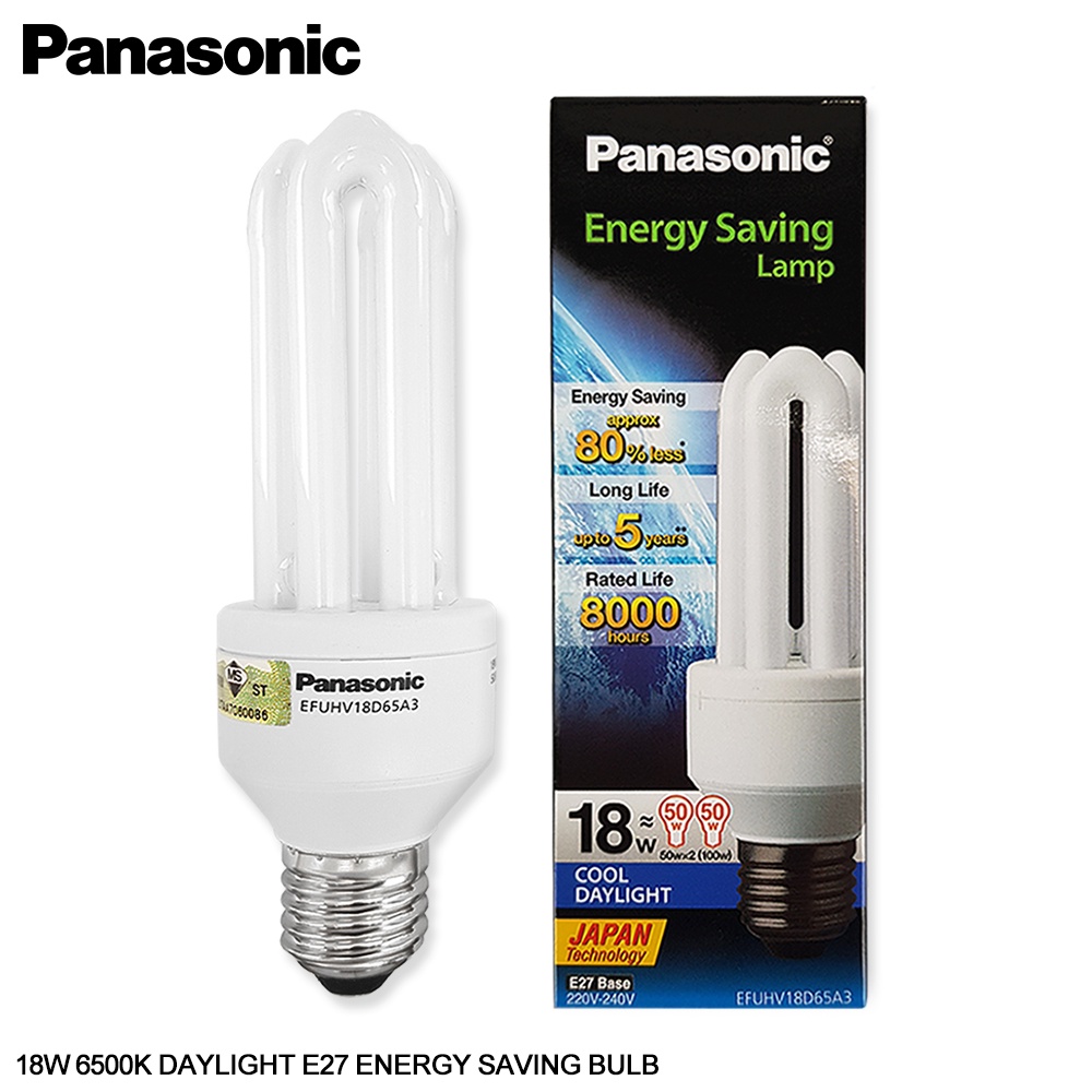 Panasonic Energy Saving Lamp 18W 3U E27 6500K Daylight 1100LM / Energy ...