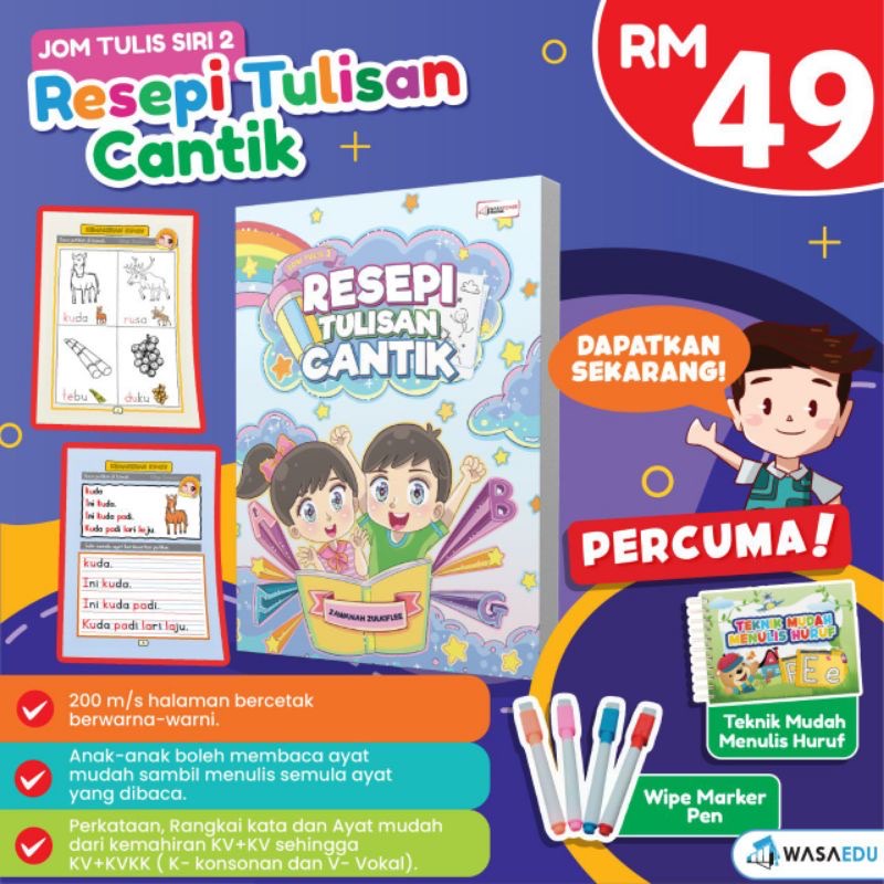 Resepi Tulisan Cantik FREE Buku Teknik Mudah Menulis Huruf | Shopee ...