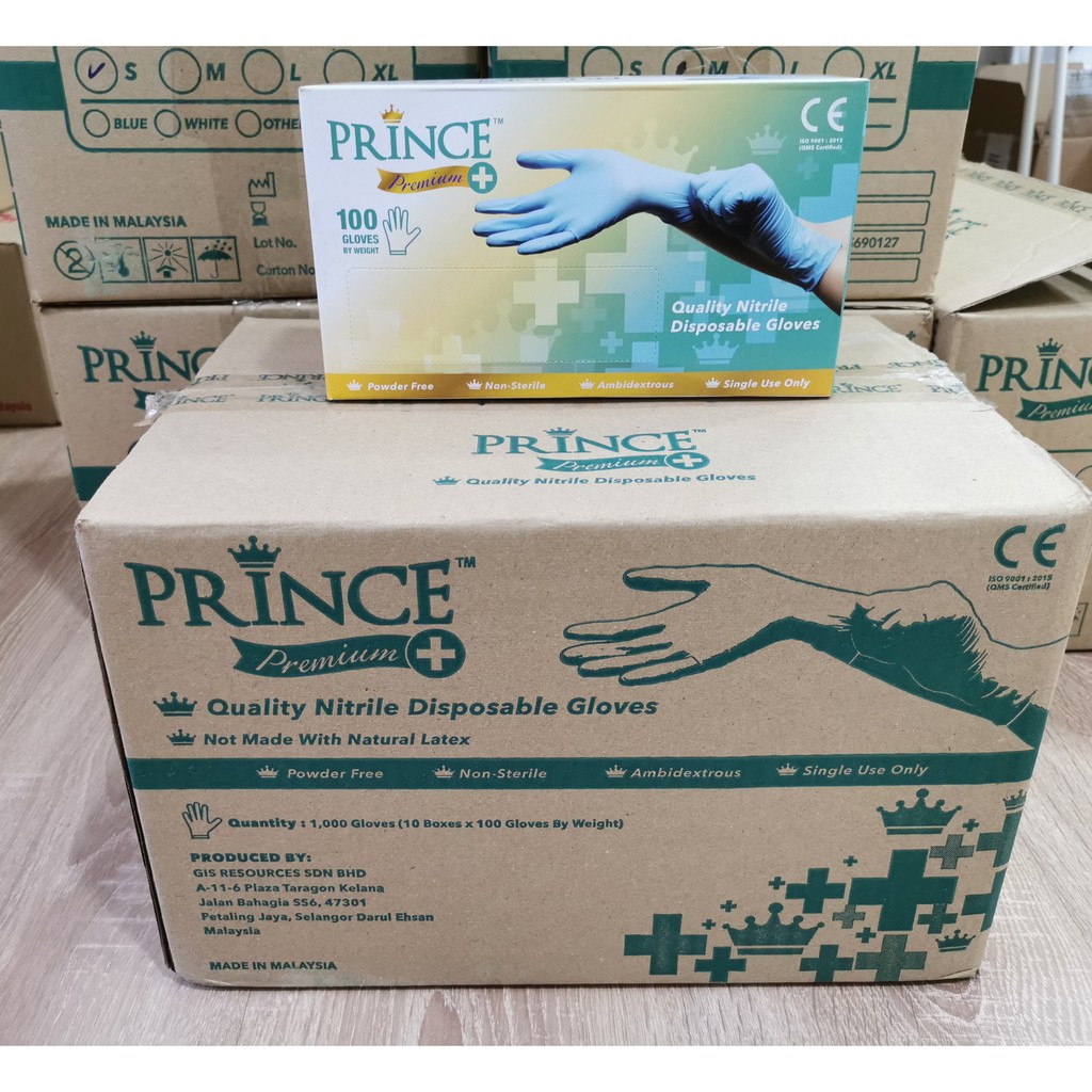 Prince Nitrile Gloves 100pcs (Black/White) | Shopee Malaysia