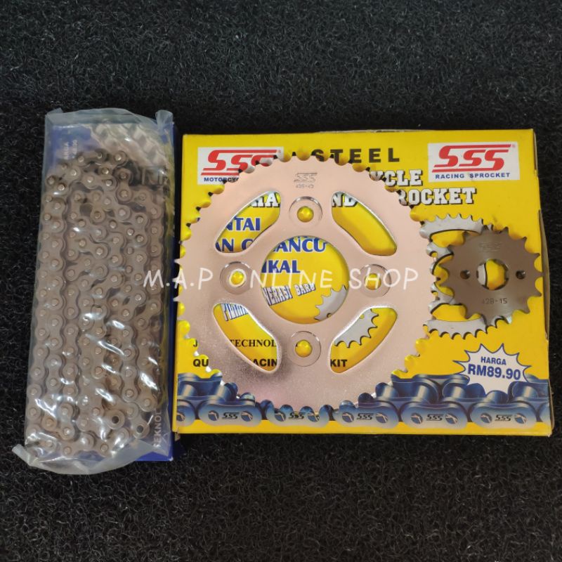 HONDA RS150 CHAIN AND SPROCKET STEEL 428 RANTAI 100% ORIGINAL SSS | Shopee Malaysia