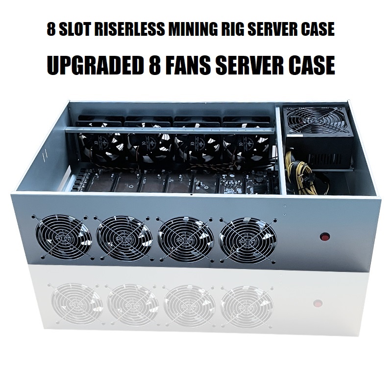 8 Graphic Card Riserless Mining Motherboard 8 Silent Fans Mining Rig 8 ...
